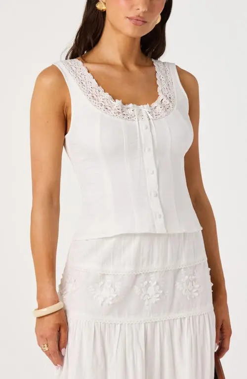 Astr The Label Victoria Lace Trim Sleeveless Top - White