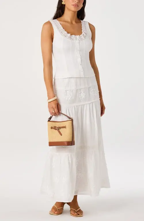 Astr The Label Victoria Lace Trim Sleeveless Top - White