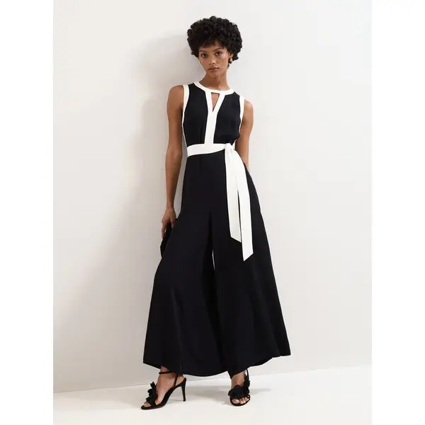 PHASE EIGHT Elowen Wide Leg Jumpsuit - Black/ivory