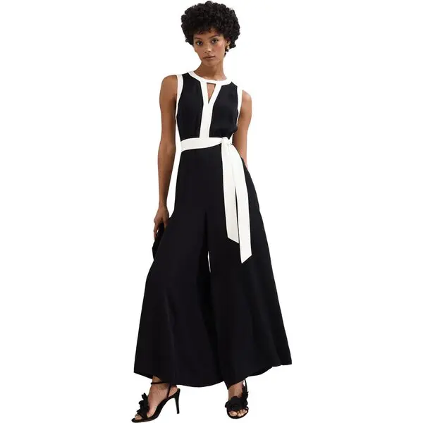 PHASE EIGHT Elowen Wide Leg Jumpsuit - Black/ivory
