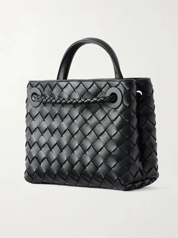 Bottega Veneta Mini Andiamo Intrecciato Leather Tote - Black