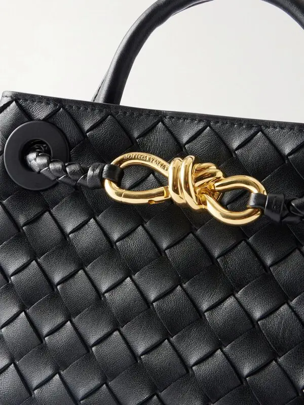 Bottega Veneta Mini Andiamo Intrecciato Leather Tote - Black
