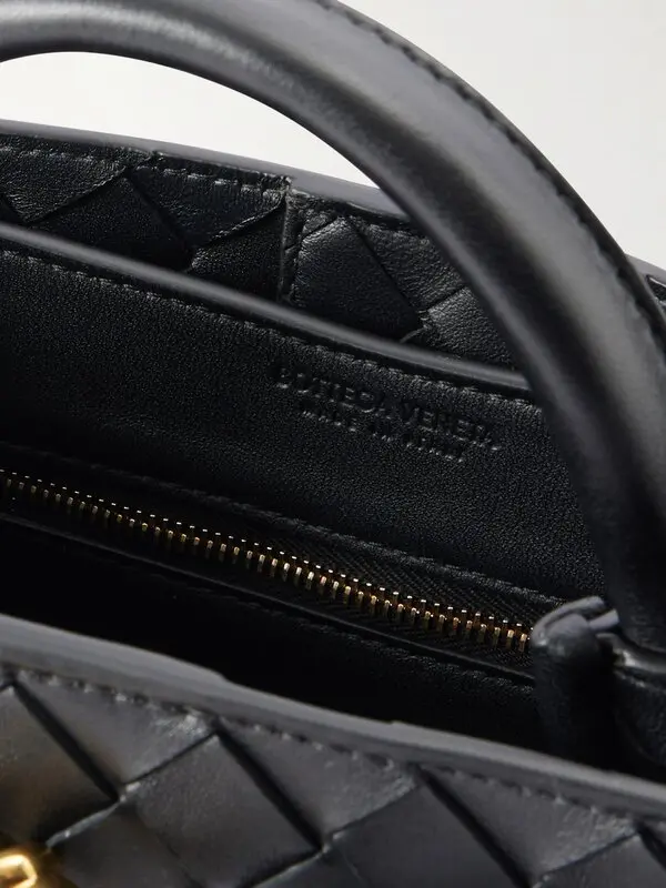 Bottega Veneta Mini Andiamo Intrecciato Leather Tote - Black