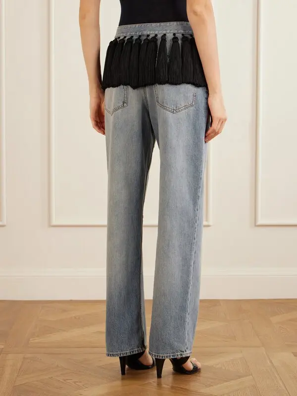 Alaïa Tasseled Low-rise Straight-leg Jeans
