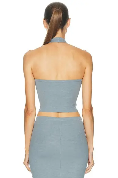 Eterne Halterneck Cropped Ribbed Jersey Top