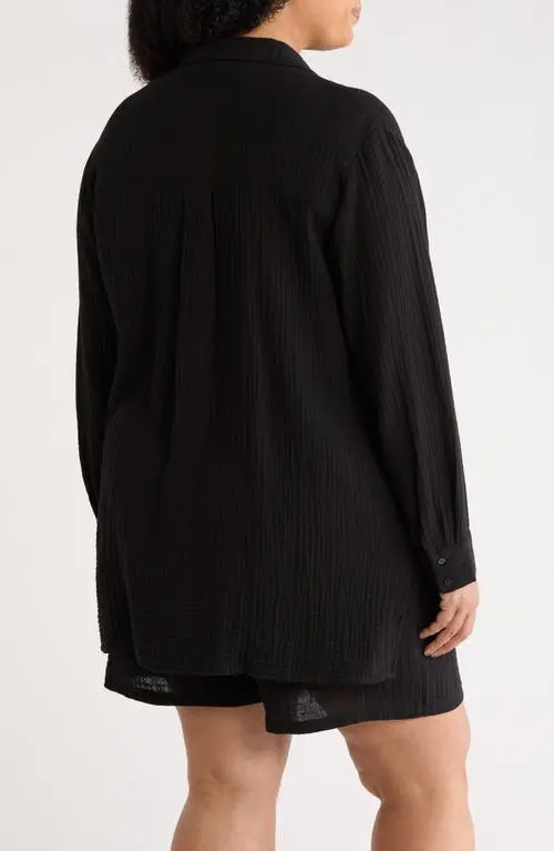 Eileen Fisher Classic Collar Organic Cotton Button-up Shirt - Black