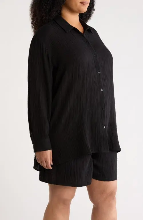 Eileen Fisher Classic Collar Organic Cotton Button-up Shirt - Black