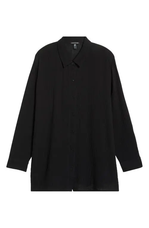 Eileen Fisher Classic Collar Organic Cotton Button-up Shirt - Black