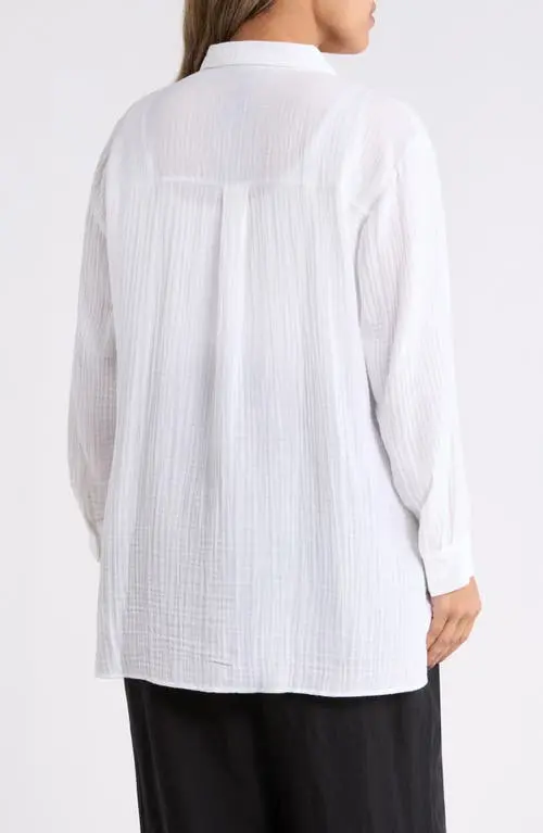 Eileen Fisher Classic Collar Organic Cotton Button-up Shirt