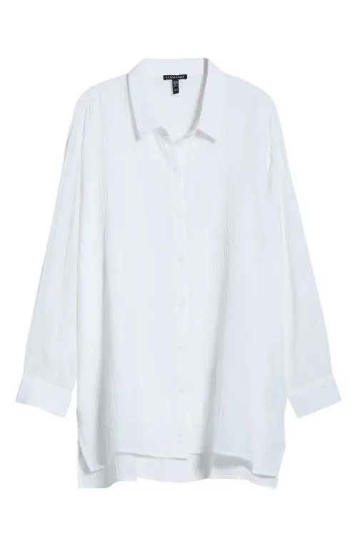 Eileen Fisher Classic Collar Organic Cotton Button-up Shirt