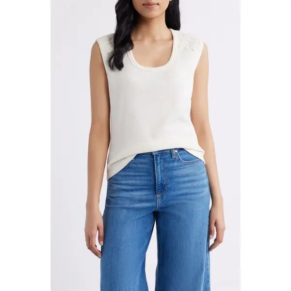 CITY BLUES Ribbed Acid Wash Tank - Cream