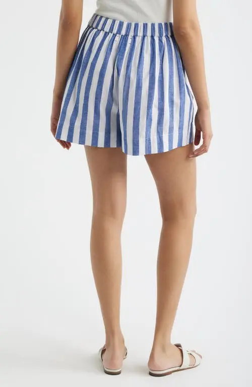 CITY BLUES Striped High-waisted Shorts - Blue