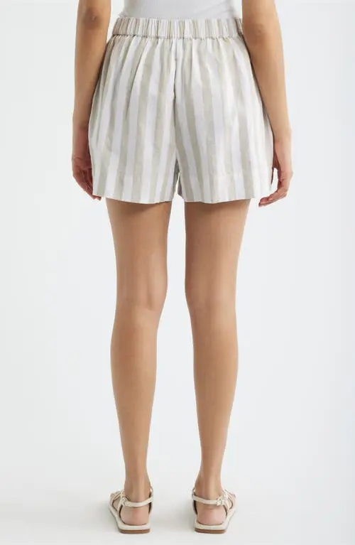 CITY BLUES Striped High-waisted Shorts - Sand
