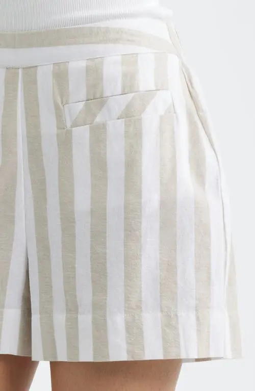 CITY BLUES Striped High-waisted Shorts - Sand