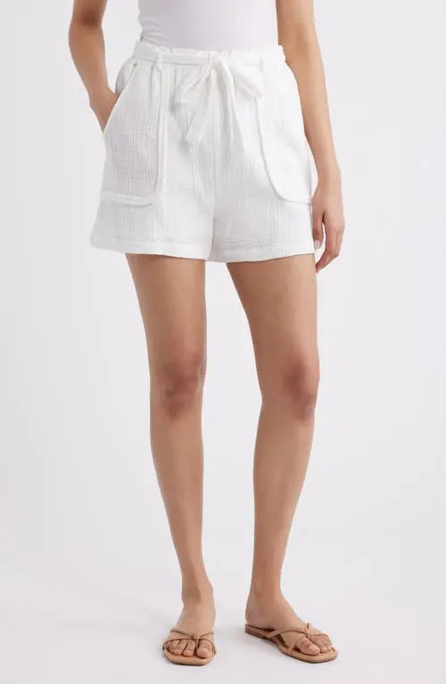 CITY BLUES Woven Cotton Shorts - White