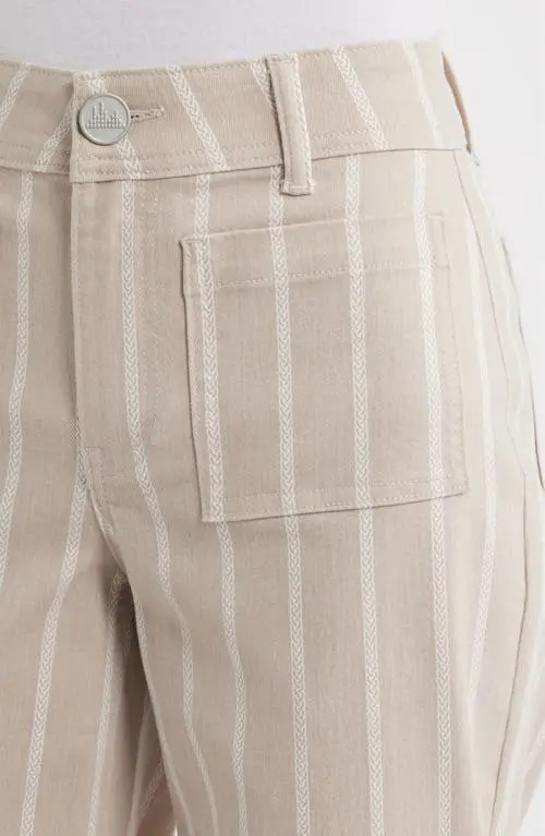 CITY BLUES Striped Crop Wide Leg Pants - Latte/cafe