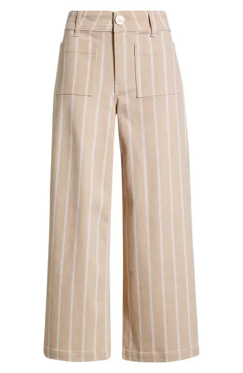 CITY BLUES Striped Crop Wide Leg Pants - Latte/cafe
