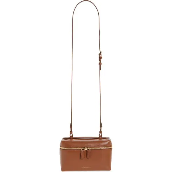 Victoria Beckham Vanity Case Leather Crossbody Bag - Dark Tan