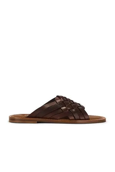 Miu Miu Woven Flat Sandal - Caffe