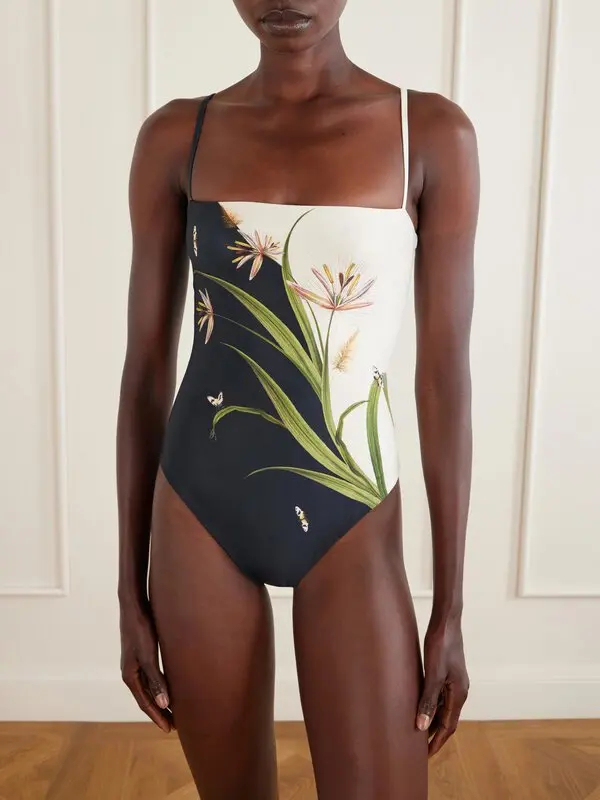Agua Bendita Durazno Azucar' Printed One-piece Swimsuit - Black