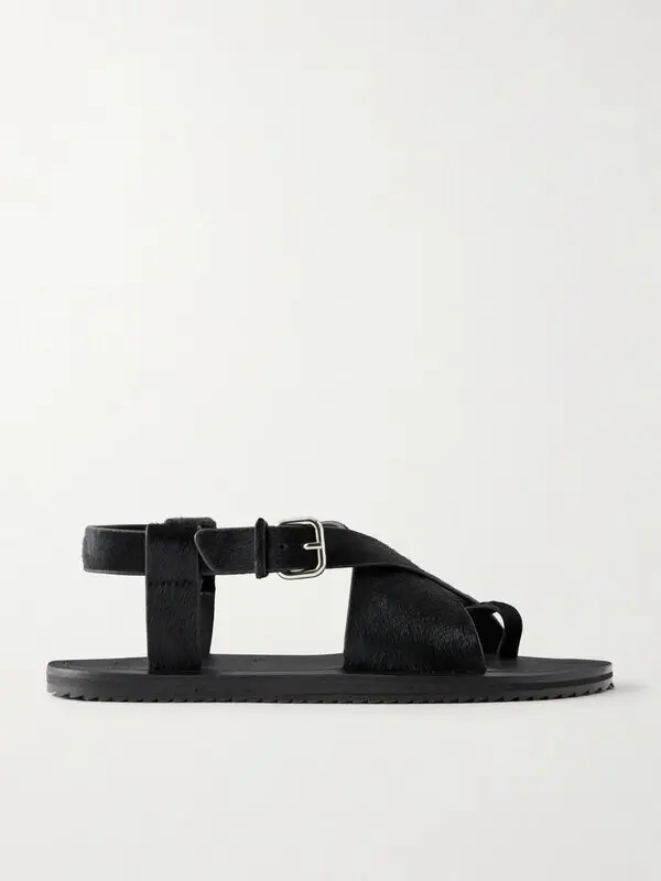 A.emery Ora Pony Hair Sandals - Black