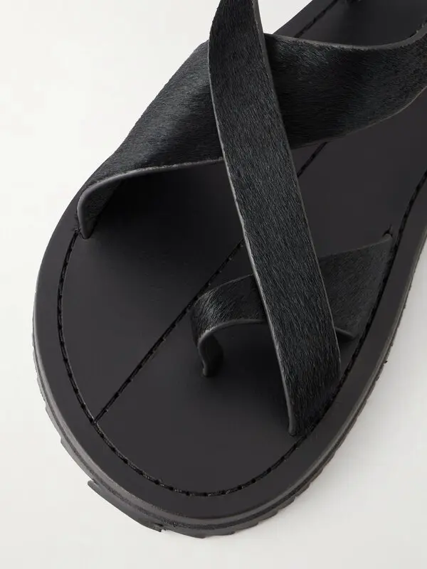 A.emery Ora Pony Hair Sandals - Black
