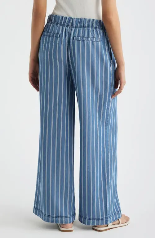 CITY BLUES Pleated Stripe Wide Leg Denim Pants