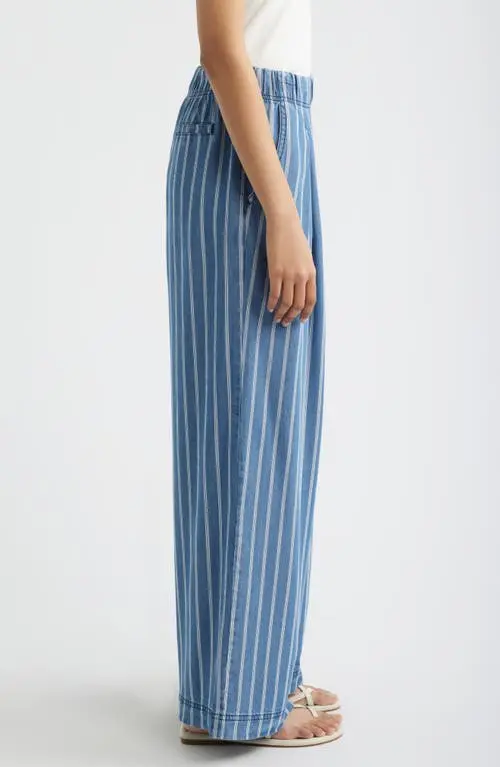 CITY BLUES Pleated Stripe Wide Leg Denim Pants