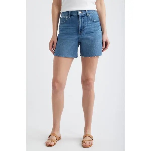 Spanx High-waisted Denim Cutoff Shorts