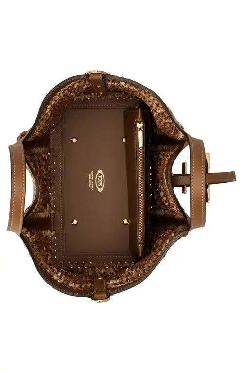 TOD'S T-timeless Raffia & Leather Shopper - Brown