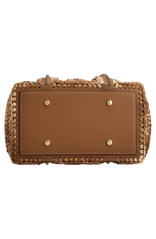 TOD'S T-timeless Raffia & Leather Shopper - Brown
