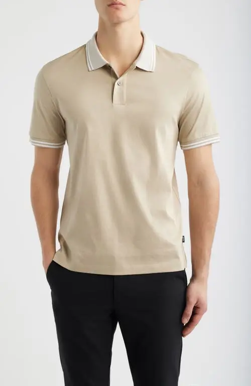 BOSS Phillipson Tipped Cotton Polo - Open Beige