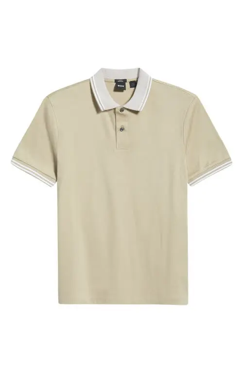 BOSS Phillipson Tipped Cotton Polo - Open Beige