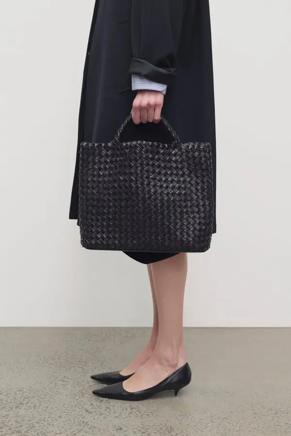 THE ROW Woven Leather Tote Bag - Black