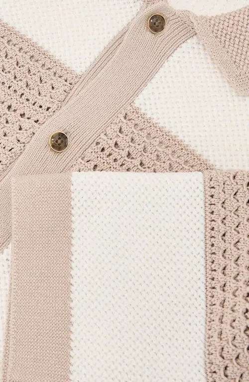 REISS Marek Open Knit Short Sleeve Button-up Shirt
