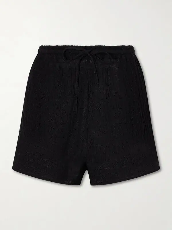 Le Kasha Tabag Linen Mini Shorts - Black