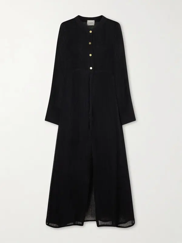 Le Kasha Bibag Linen Maxi Dress - Black