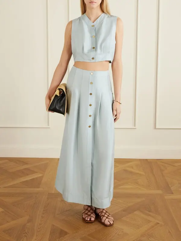 Le Kasha Haima V-neck Silk Top