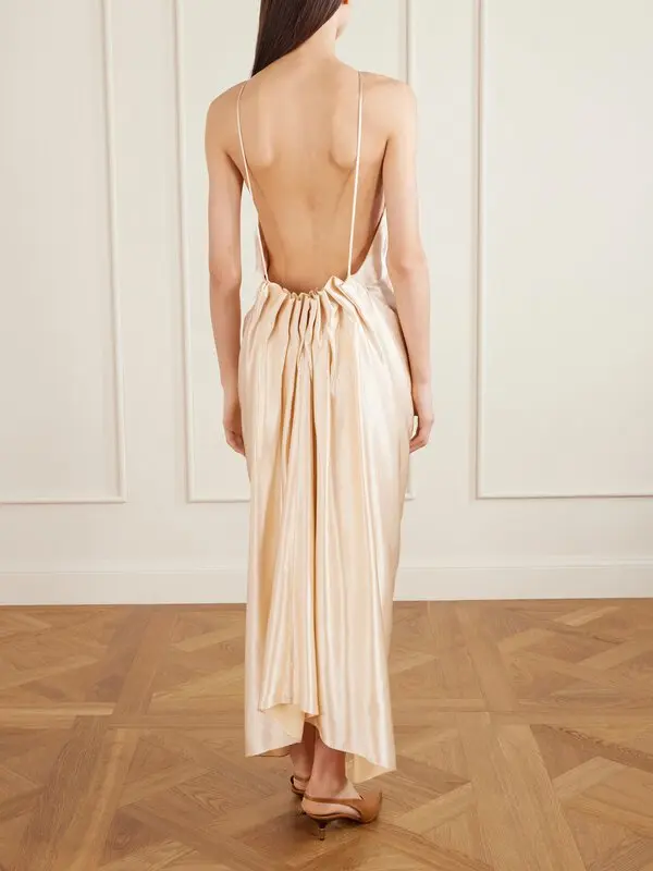 Khaite Kent Open-back Draped Maxi Dress - Pink