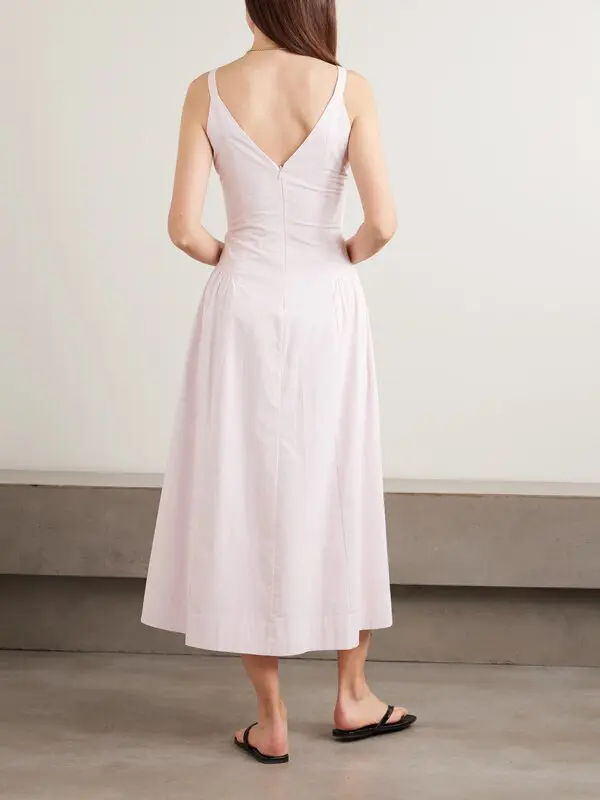 Posse Lindie Ruched Cotton Midi Dress - Pink