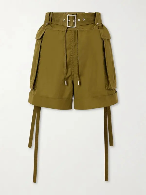 Alexander McQueen Belted Cotton-twill Shorts