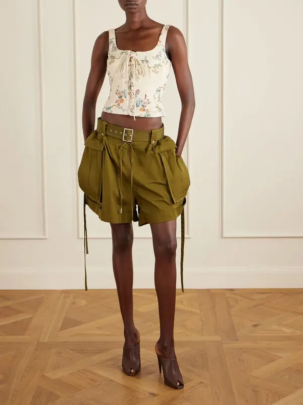 Alexander McQueen Belted Cotton-twill Shorts