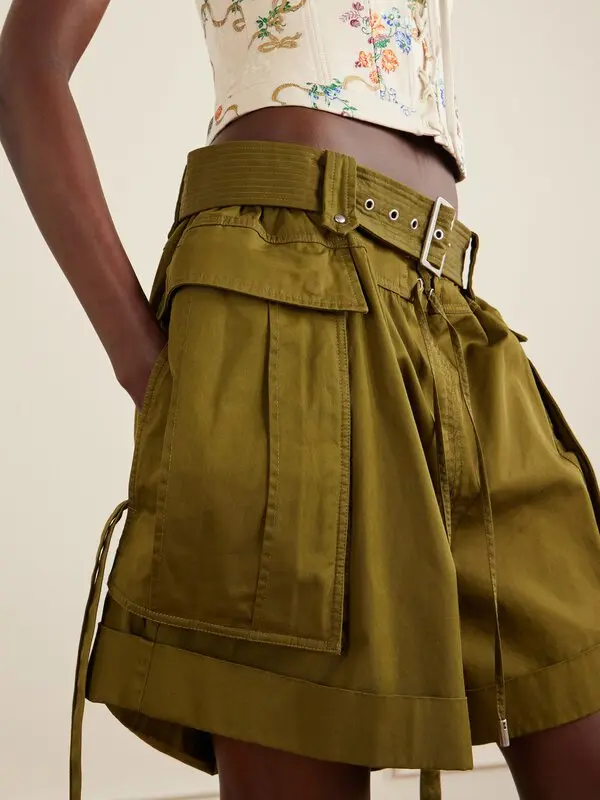 Alexander McQueen Belted Cotton-twill Shorts