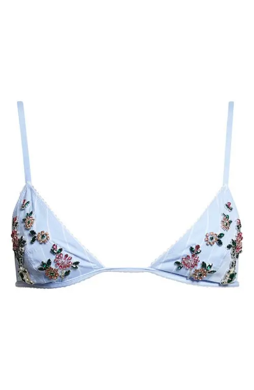 Dolce & Gabbana Stripe Embellished Poplin Soft Cup Triangle Bra - S8051