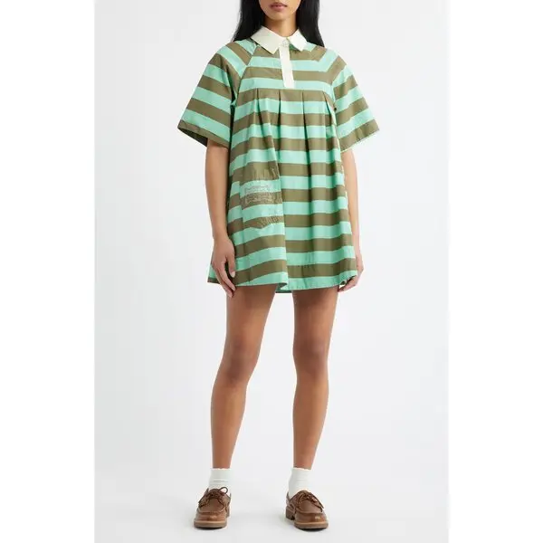DAMSON MADDER Maggie Stripe Organic Cotton Polo Mini Dress - Multi