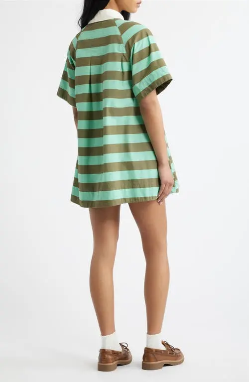 DAMSON MADDER Maggie Stripe Organic Cotton Polo Mini Dress