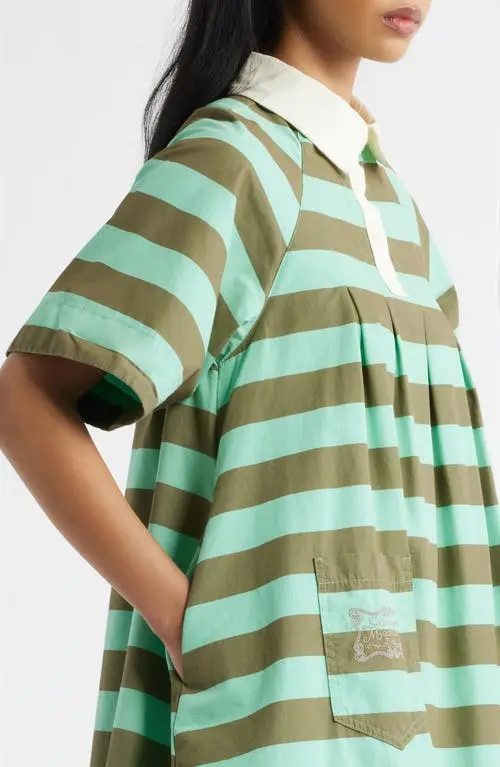 DAMSON MADDER Maggie Stripe Organic Cotton Polo Mini Dress