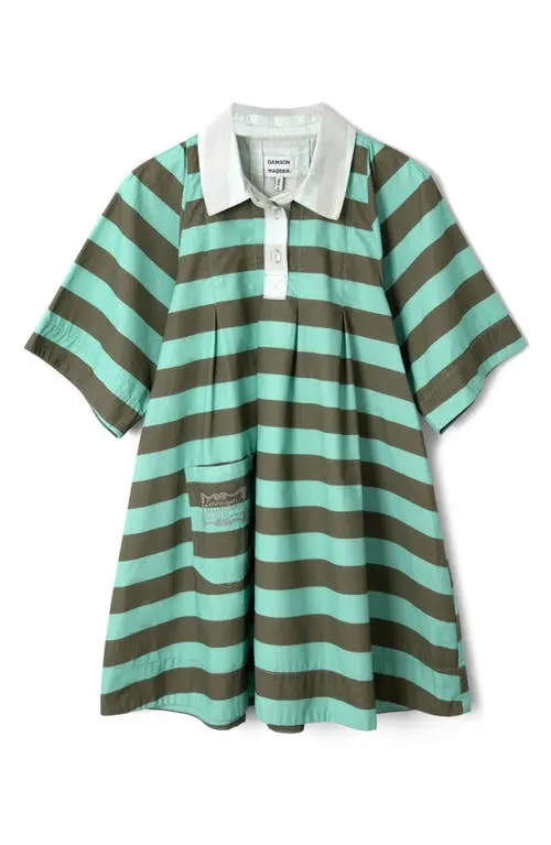 DAMSON MADDER Maggie Stripe Organic Cotton Polo Mini Dress