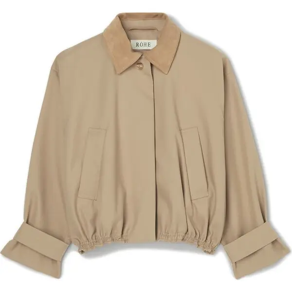 RÓHE Suede Collar Cotton Blouson Jacket - Sand