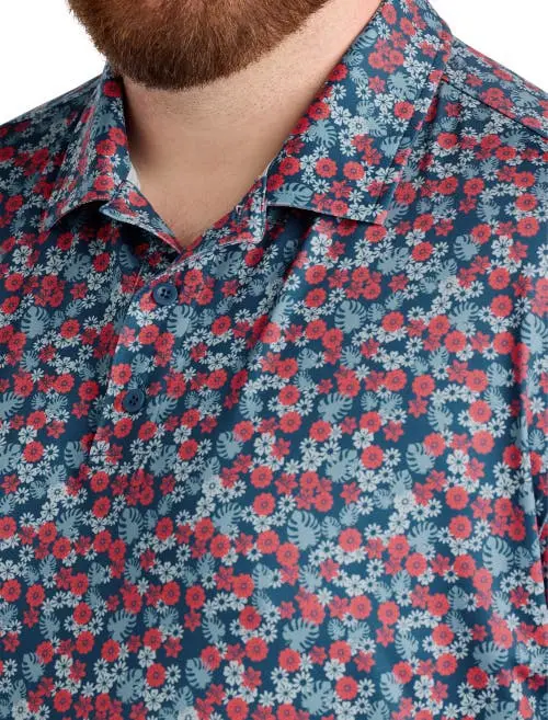 REEBOK Big & Tall Island Floral Americana Polo Shirt
